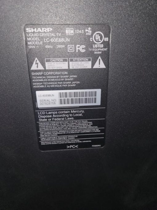 TV Sharp 60" Modelo Aquos Easy Garage Sales Easy Garage Sales