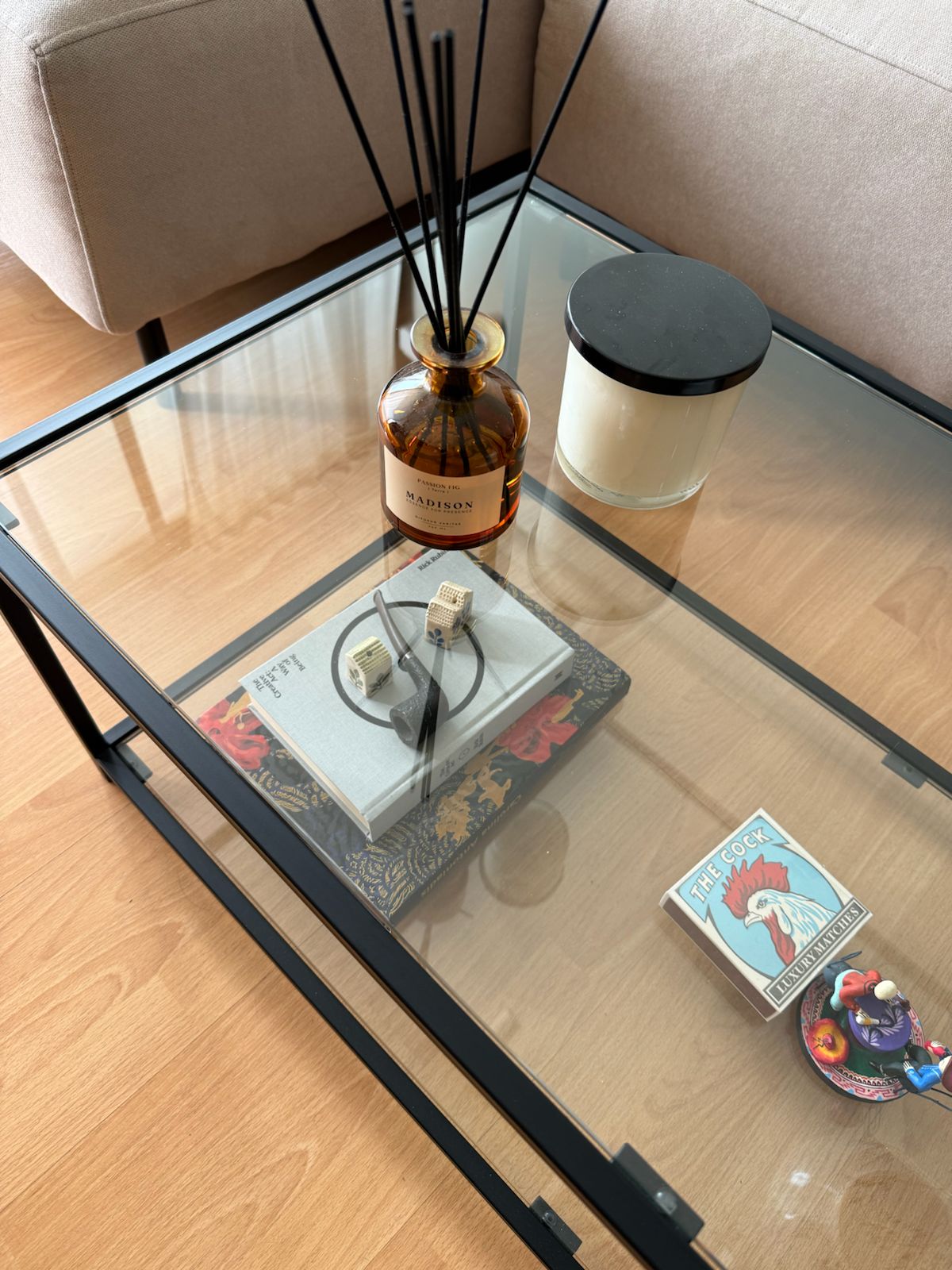 Mesa de centro rectangular negra dos niveles glass tienda Kallfu Easy Garage Sales Easy Garage Sales