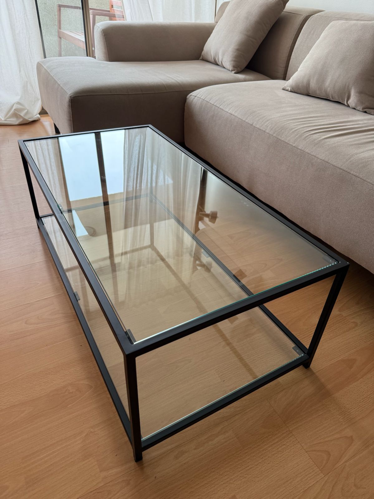 Mesa de centro rectangular negra dos niveles glass tienda Kallfu Easy Garage Sales Easy Garage Sales